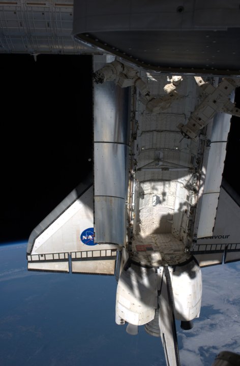 Suburban spaceman: NASA Space Shuttle Endeavour docked to ISS