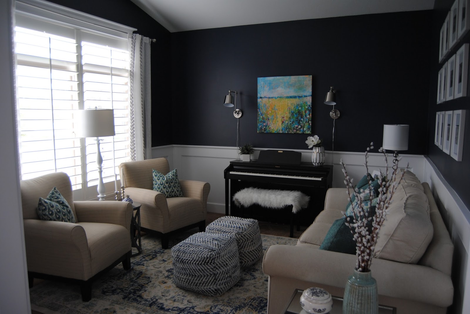 Studio 7 Interior Design: Client Reveal: Navy Infused Living Room