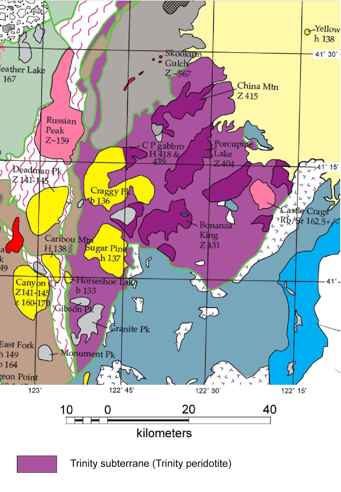 Peridotites: Serpentinized Trinity peridotite