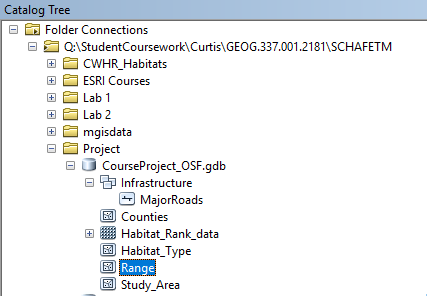Geographic Information Systems: GIS II Lab 3: Geodatabase development