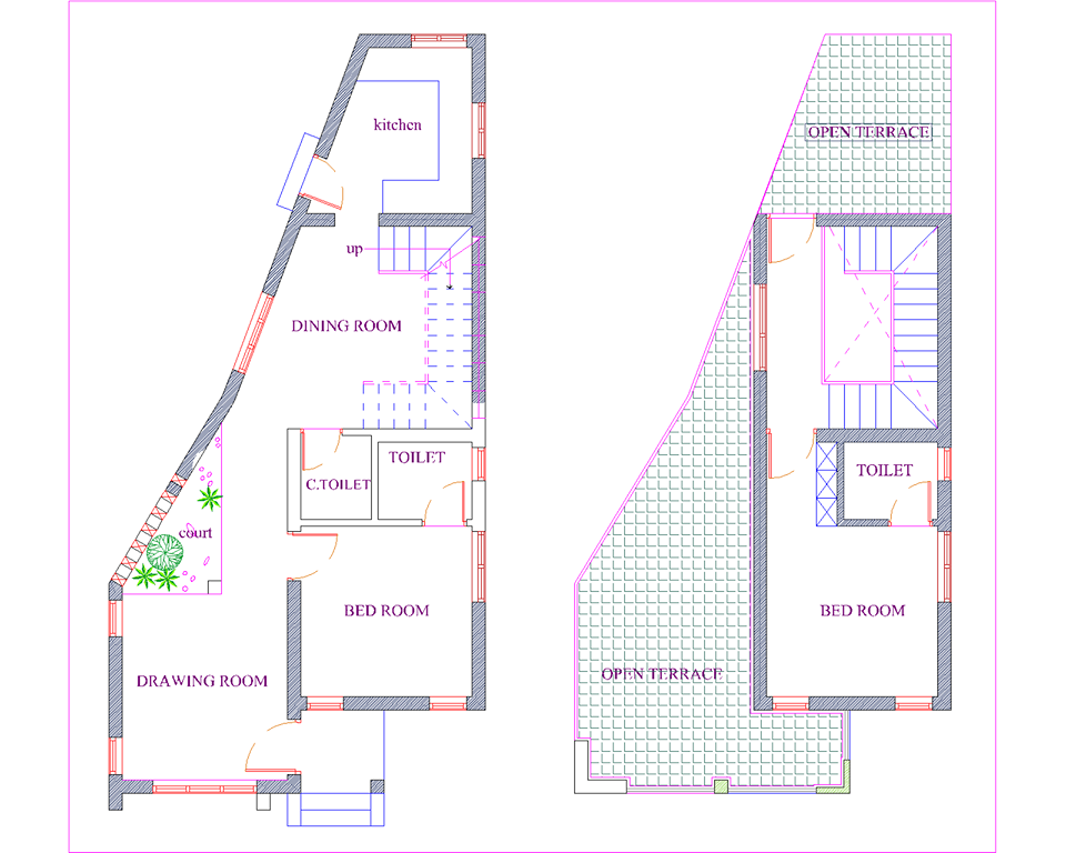 Kerala Houses and Plans : House in Narrow Plot