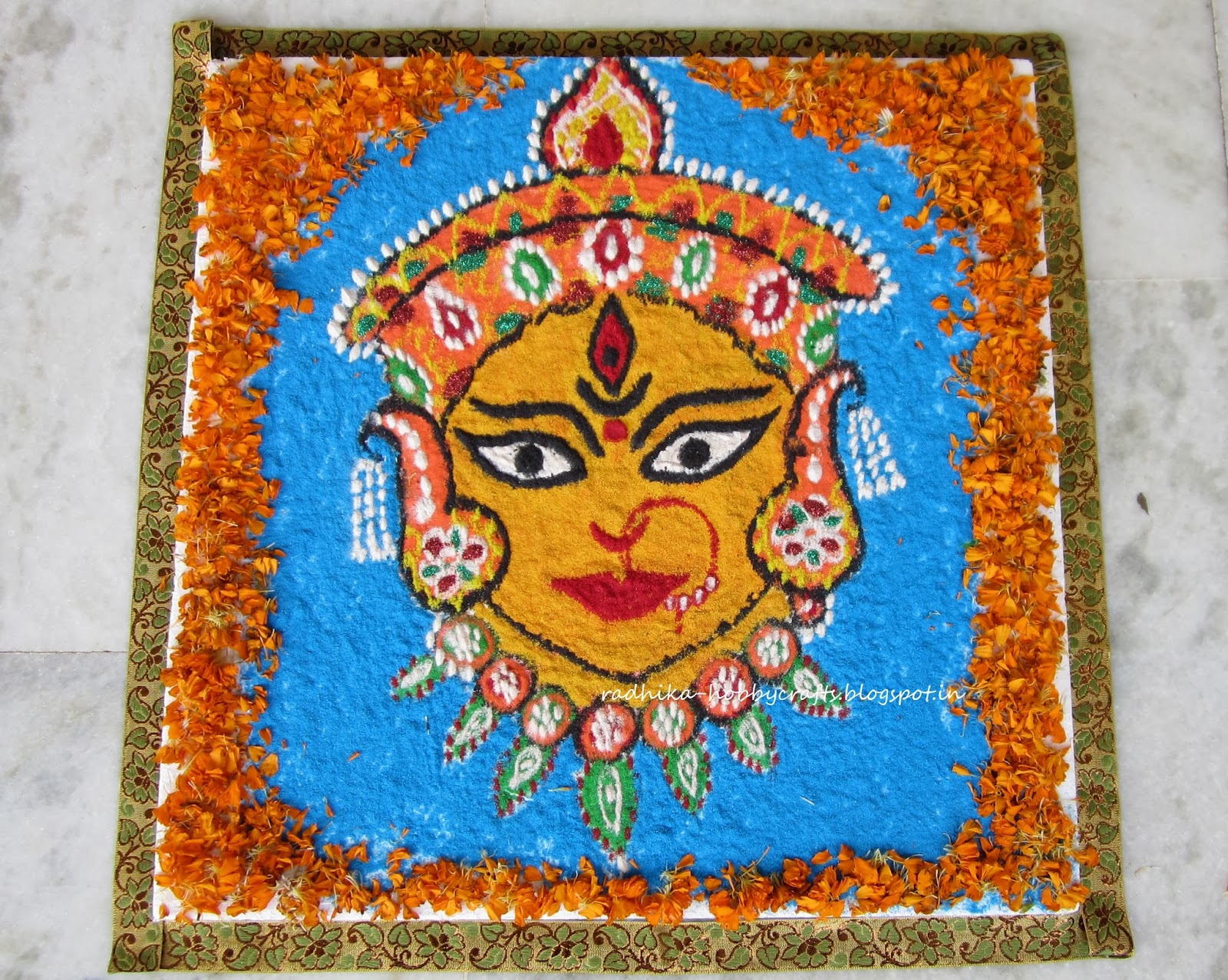 Hobby Crafts :): Maa Durga devi Rangoli on Thermacol