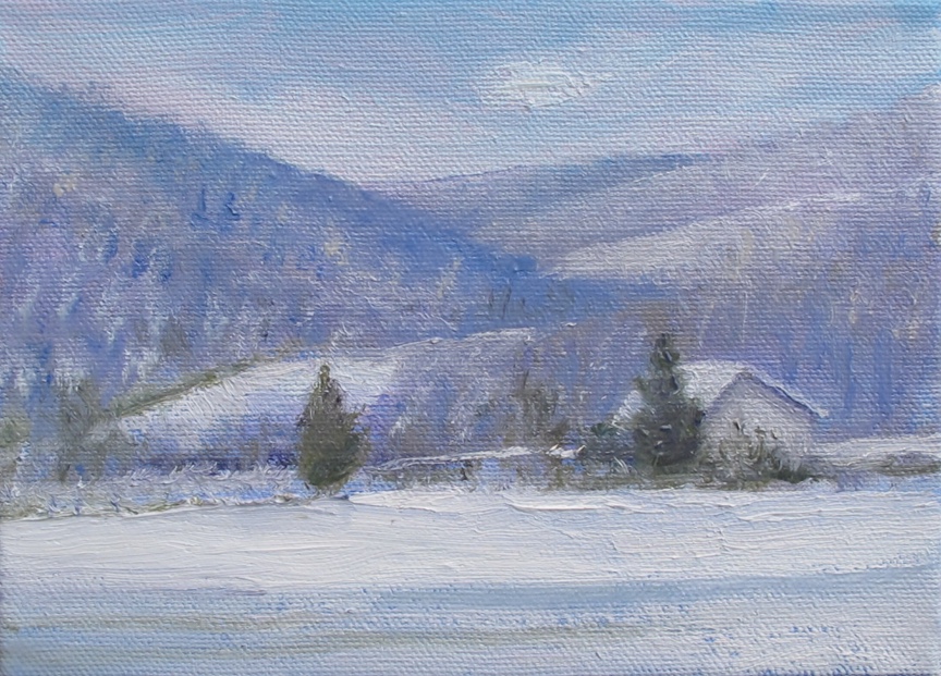 Meg West Oil Paintings: Snowy Field, Day 27 of Challenge