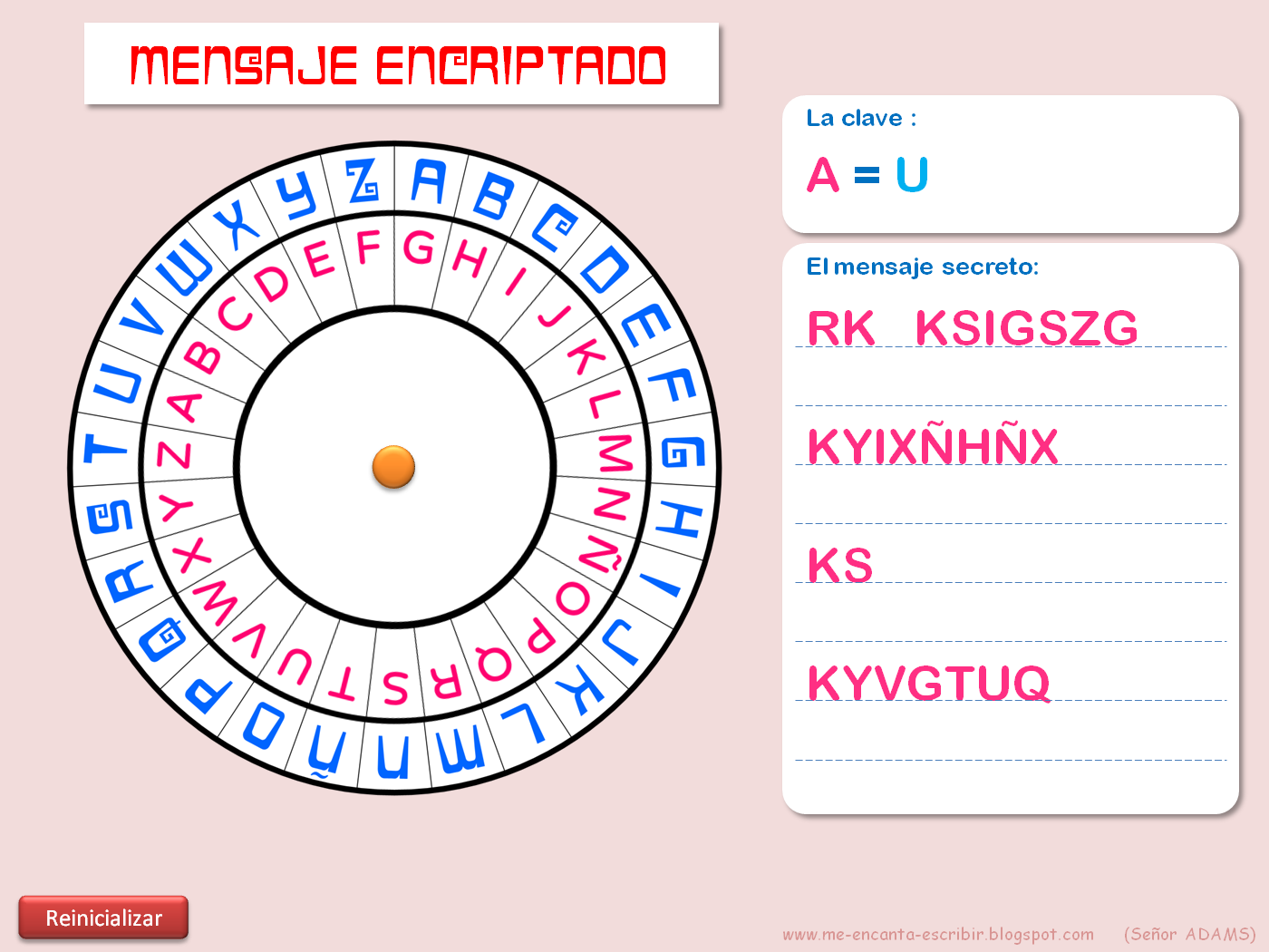 Me encanta escribir en español: Mensajes secretos.