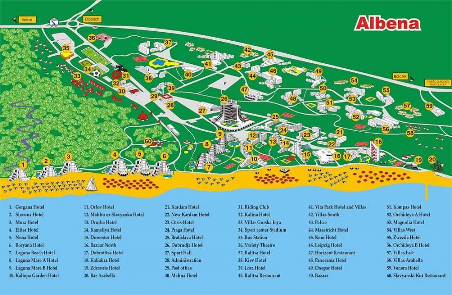 Карти / Maps: Карта на Албена / Map of Albena
