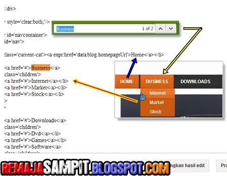 Cara Mengedit Menu Drop Down Bawaan Template | Remaja Sampit