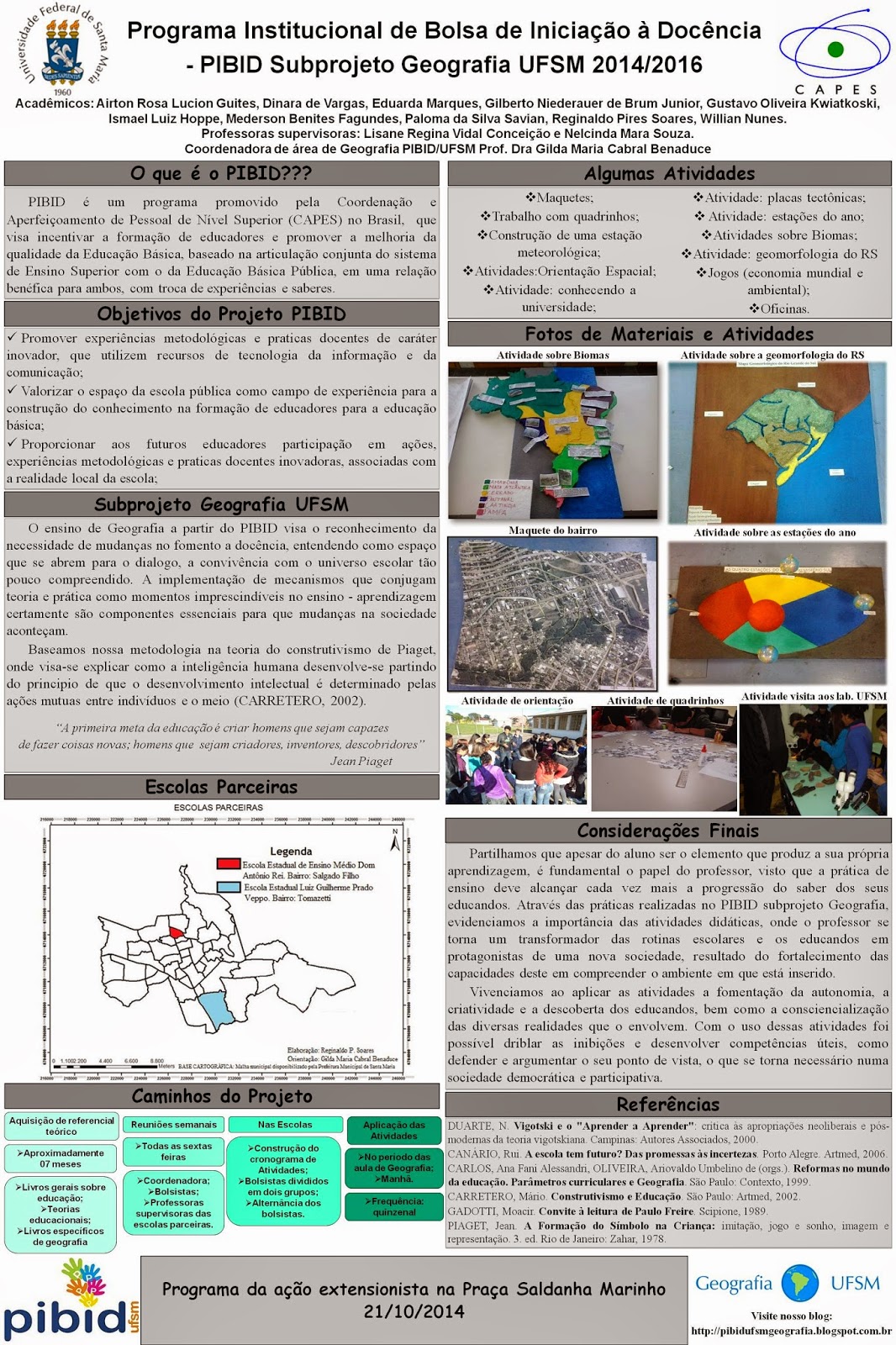 PIBID Subprojeto Geografia - UFSM - 2014: Banner com apresentação do ...