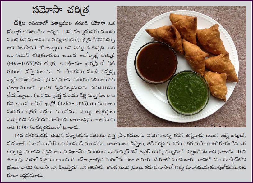 CHODAVARAMNET: THE WORLD HISTORY OF SAMOSA