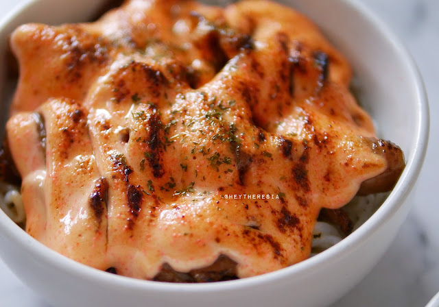 Resep: Salmon Mentai Rice | Beef Shirataki Mentai