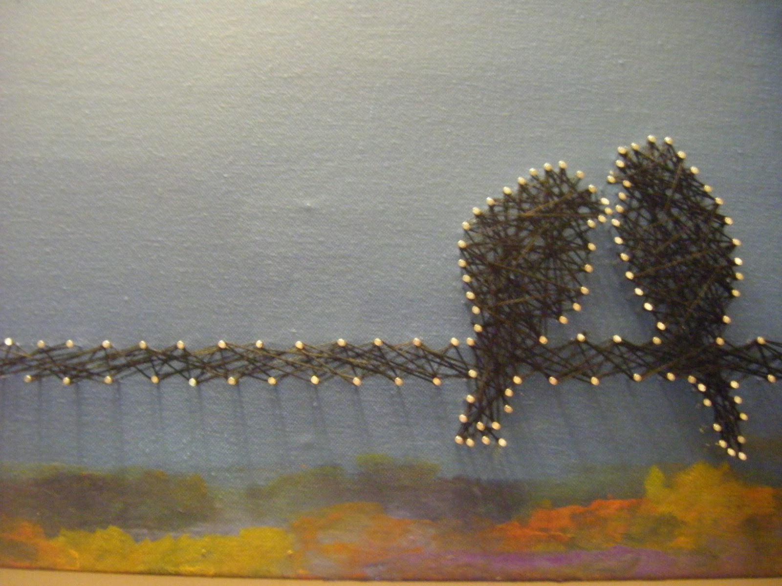 Lucky's Crafts: Birds on a Wire on Canvas with String Art