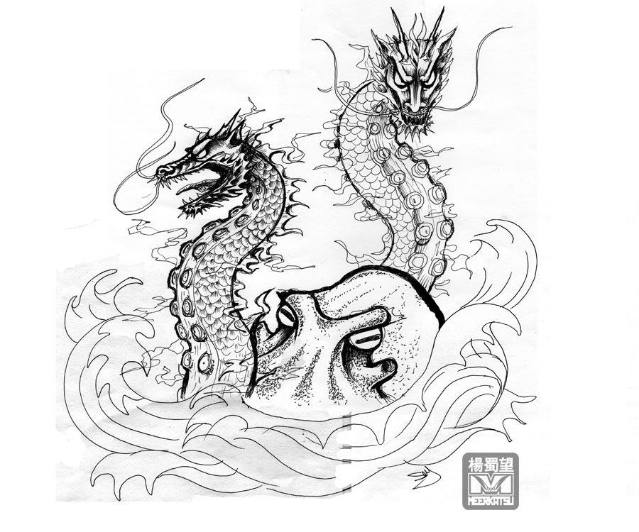 Meerkatsu Art: OctJitsu Man and OctoDragon