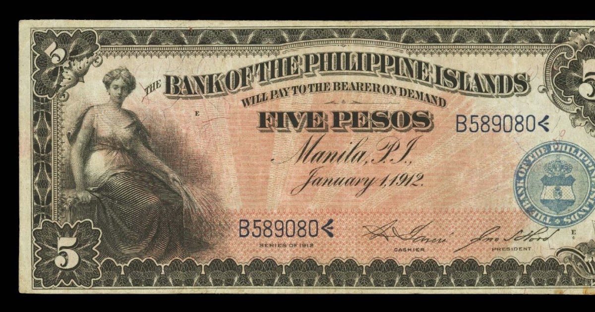 Philippines banknotes 1912 5 Pesos Philippine Bank Note|World Banknotes ...