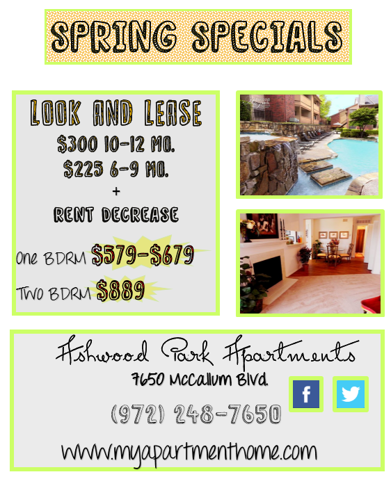 My Apartment Home: AWESOME APARTMENT SPECIALS FOR THE SPRING - DALLAS ...