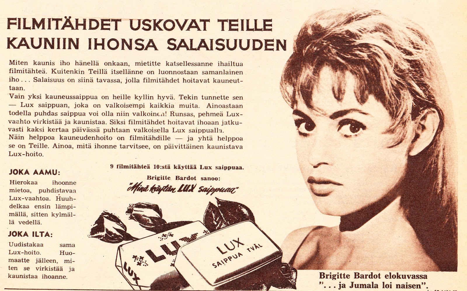 Vanhoja mainoksia: Filmitähdet mainoksissa 1946 - 1960