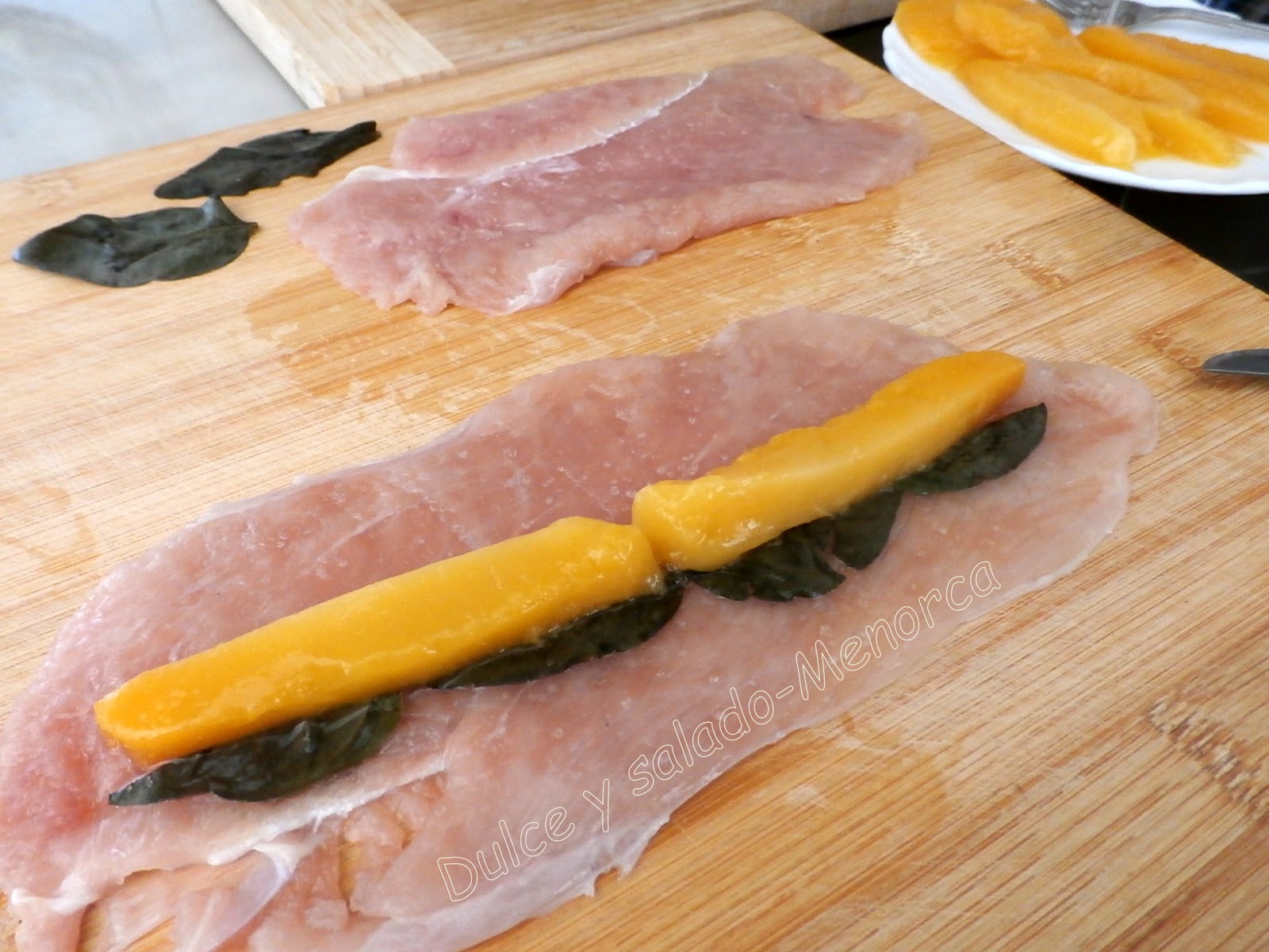 Dulce y Salado-Menorca: Rollitos de pollo con mango (Receta oriental)