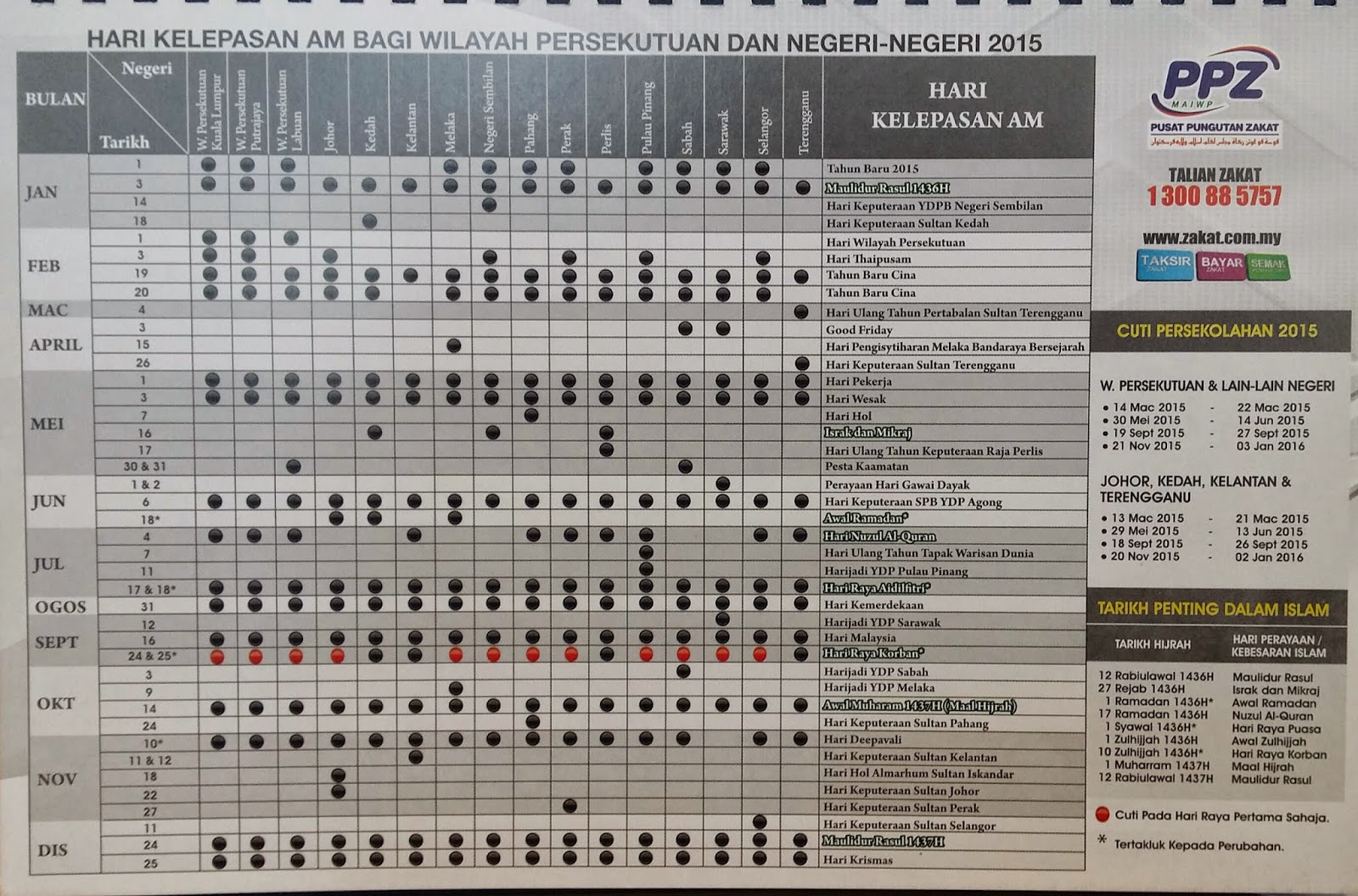 Real Life Is Real: Kalendar rasmi 2015 dan Kalendar puasa ...