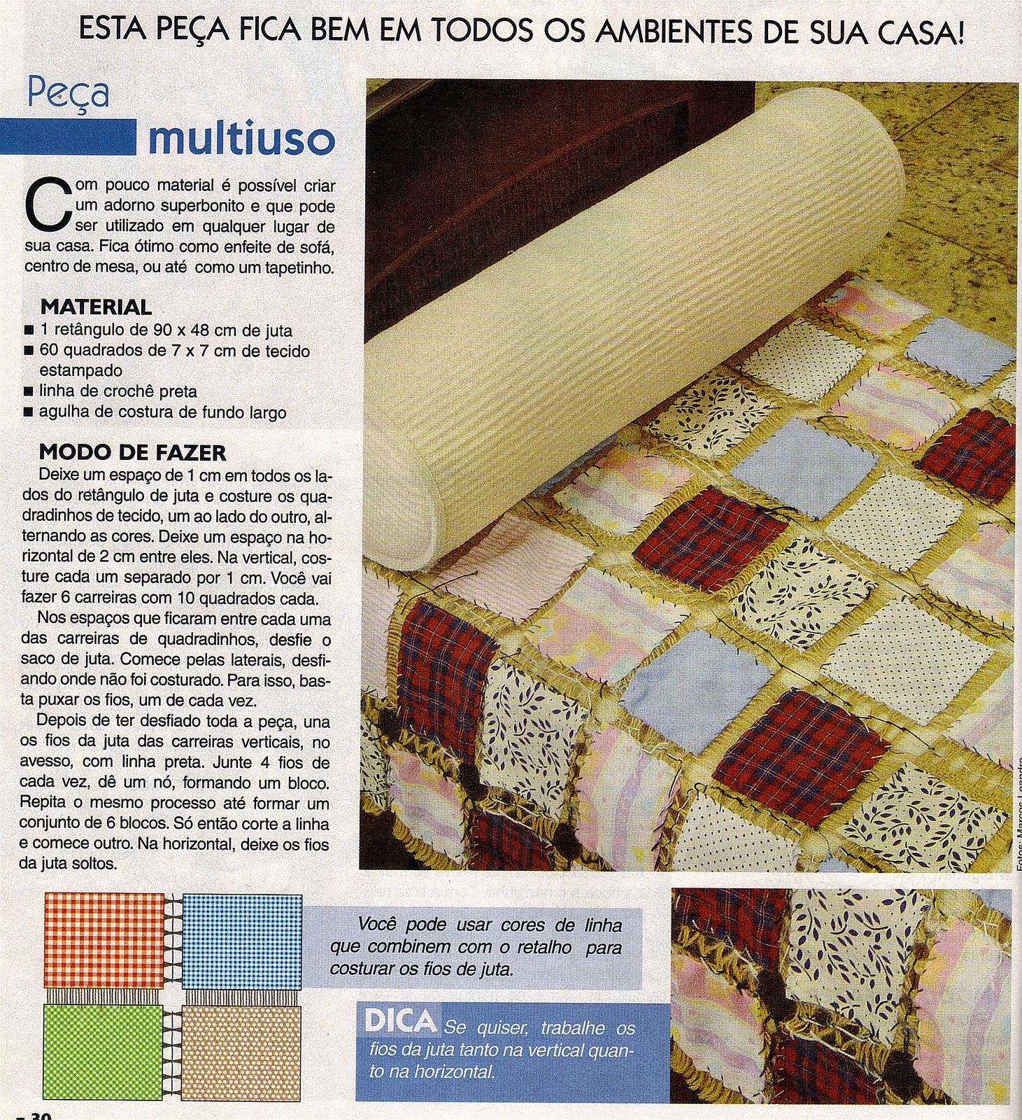 Anges'ver Técnicas Artesanais.: Colcha em Patchwork e juta