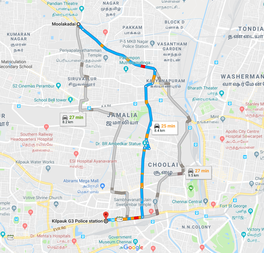Moolakadai - Kilpauk G3 Police station - Share Auto Routes – Chennai ...
