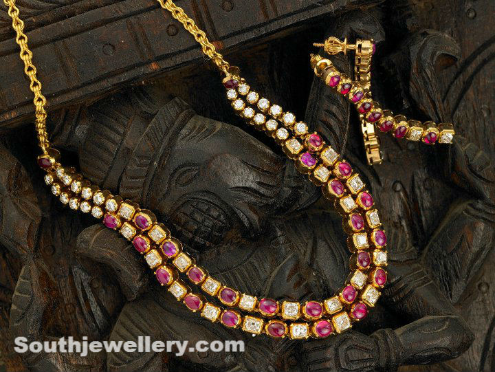 Ruby Diamond Necklace - Indian Jewellery Designs