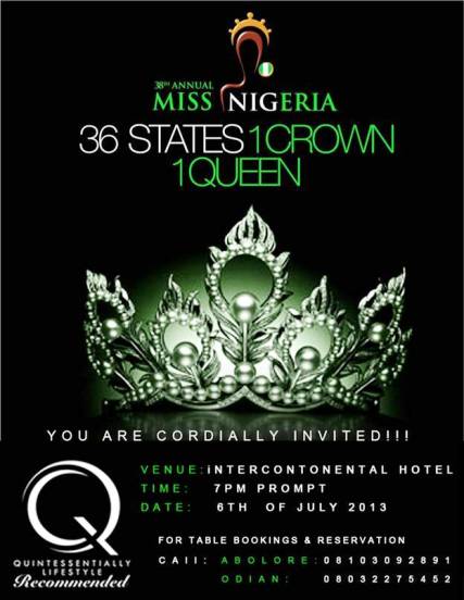 Quintessentially and Partners Co-Sponsor Miss Nigeria 2013