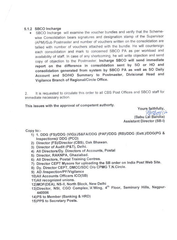 Change of Role of SBCO in the backdrop of implementation of CBS ...