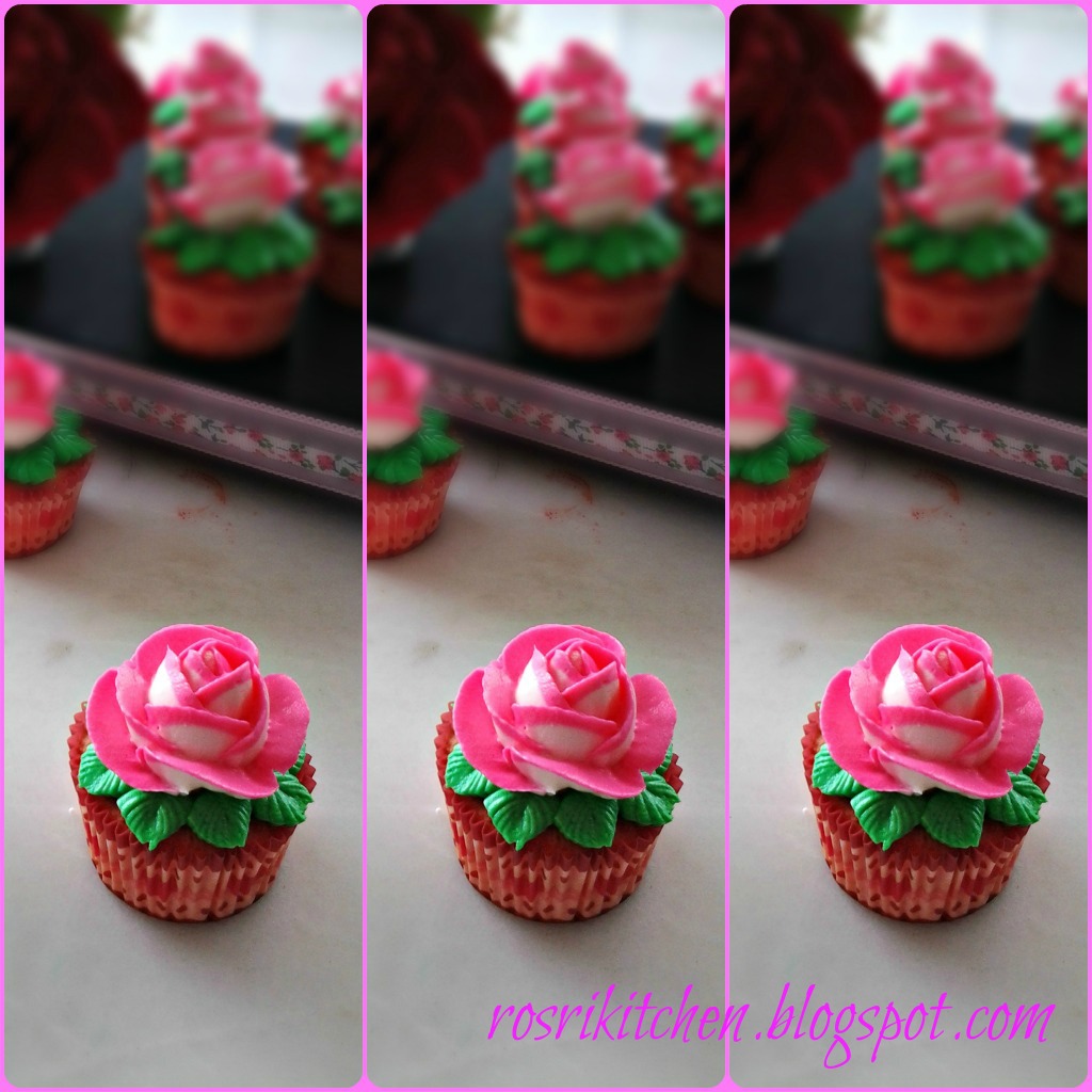 ROSRI kitchen: Strawberry Cup Cake ~ Kek Cawan Hantaran