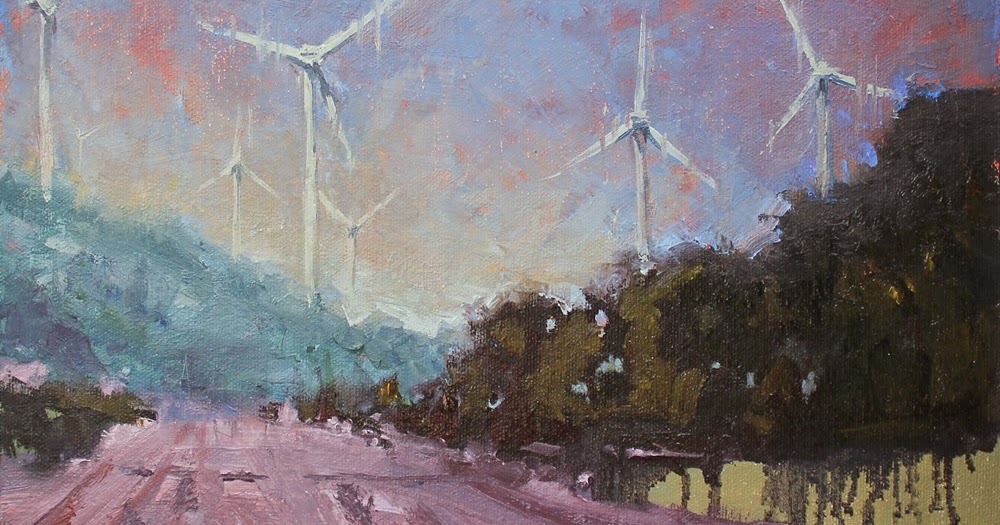 Contemporary Windmills - Original Oil Painting of Windmills - Desert ...