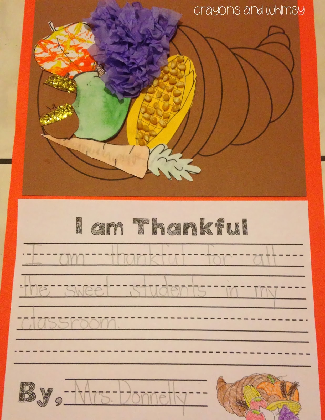 We are Thankful Cornucopia Craft - Crayons and Whimsy