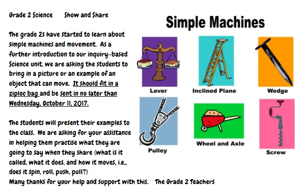 Mrs. Walker's Class: Reminder: Simple Machines Show & Share