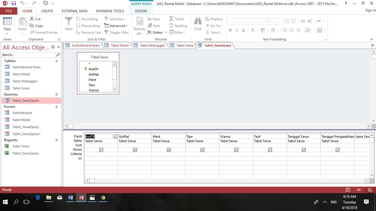 ADAOMAT: Perancangan Database Rental Mobil