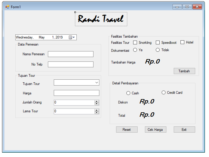 Contoh Program Agent Travel Sederhana Di Microsoft Visual Studio - RanTech