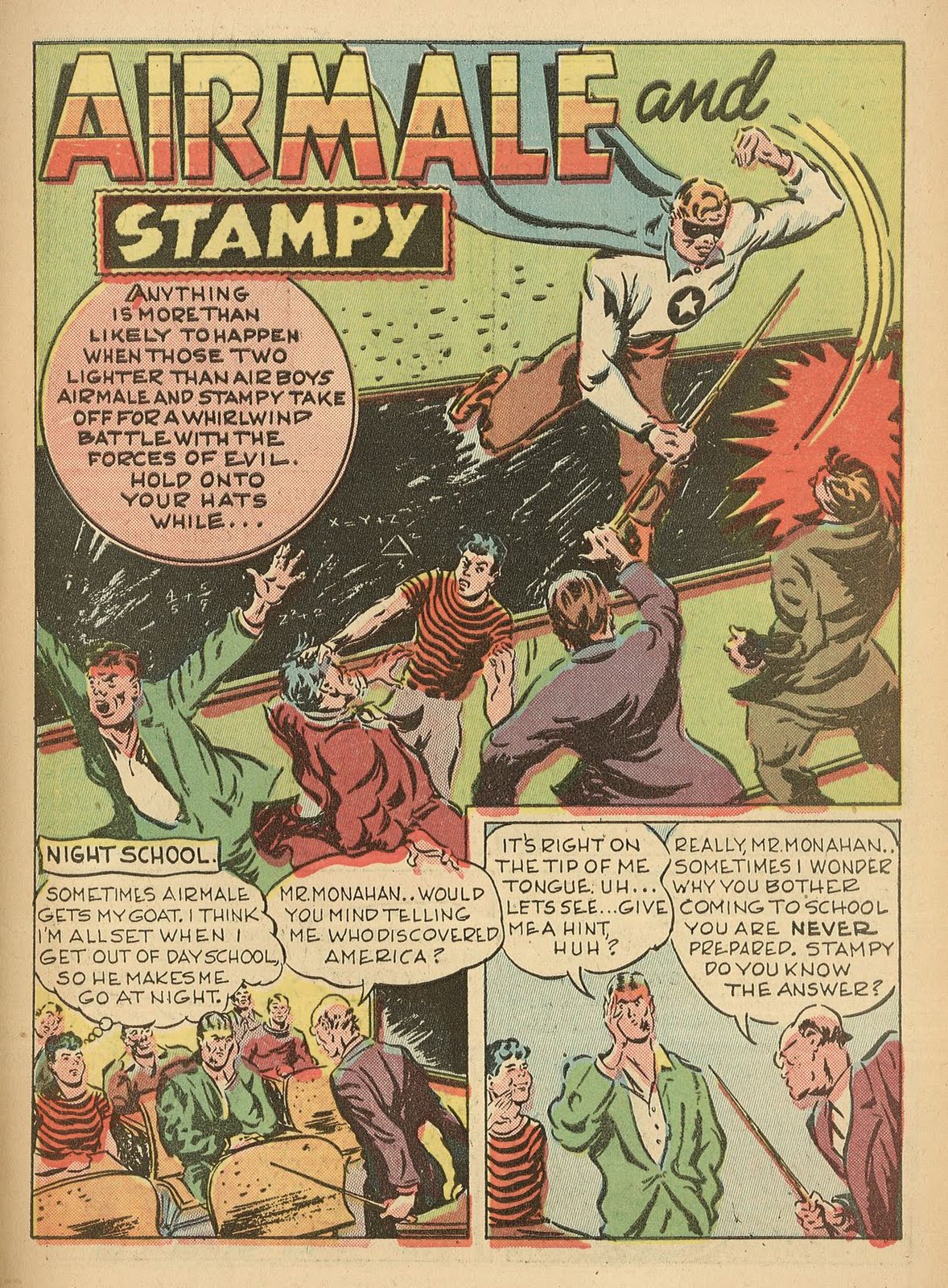 Four-Color Shadows: Airmale and Stampy-Snappy Comics-1945