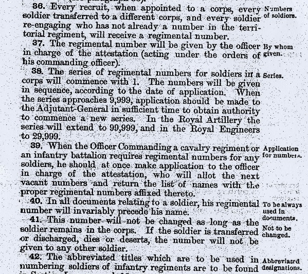 Army Service Numbers 1881-1918: Regimental numbers - Fast Facts
