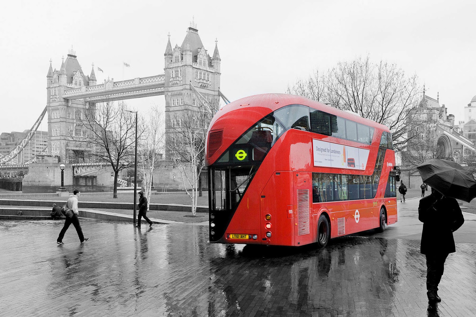London bus black and white photography with color | Black and White ...