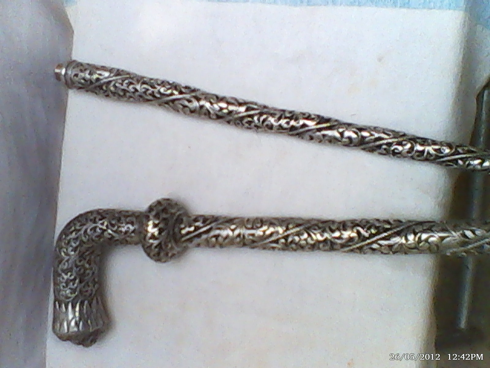 super antiques and currency: 18th Century Silver Design Walking Stick