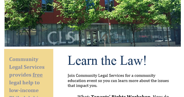 Community Legal Services of Philadelphia hosting a Tenant's Rights Workshop