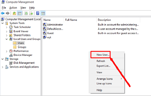 how to create a new user on windows 10