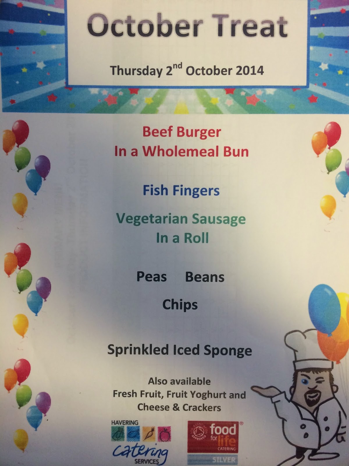 Broadford Primary: October Treat: Census day menu