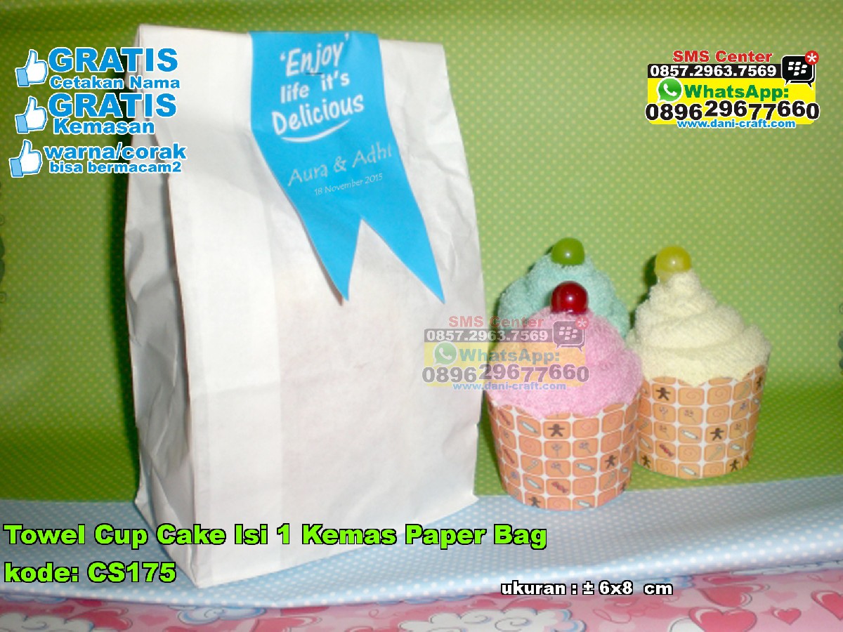 Towel Cup Cake Isi 1 Kemas Paper Bag | Souvenir Pernikahan
