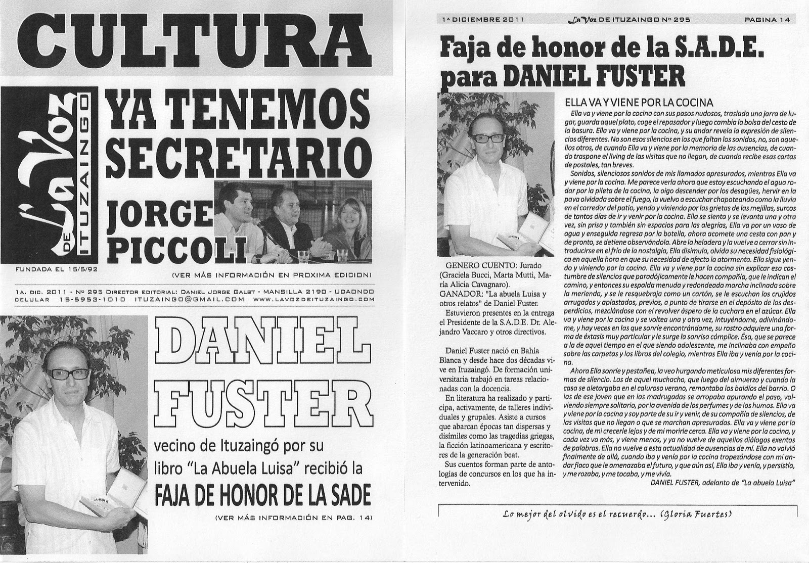 de los CUENTOS y las POESIAS de DANIEL FUSTER: DIARIO La voz de ...