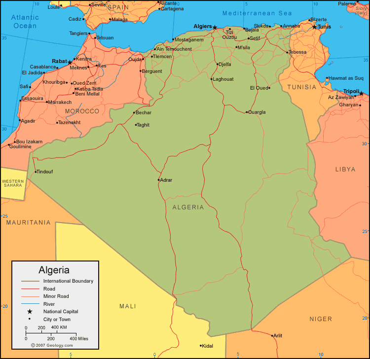 tourism in algeria: Algeria Map