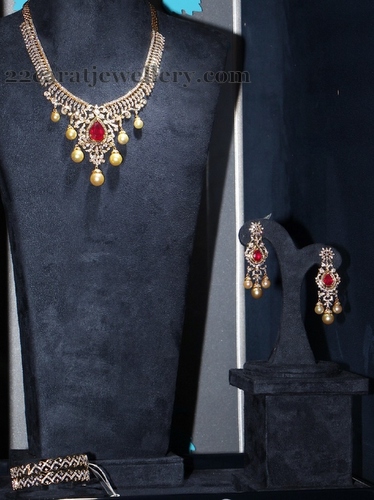 Simple Diamond Set Bangle and Earrings - Jewellery Designs