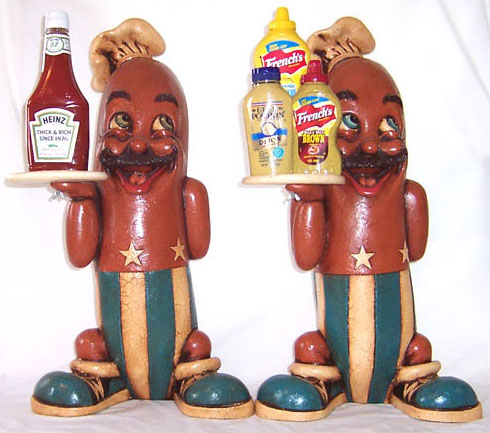 THE HOT DOG HALL OF FAME: Twin fiberglass hot dog statues