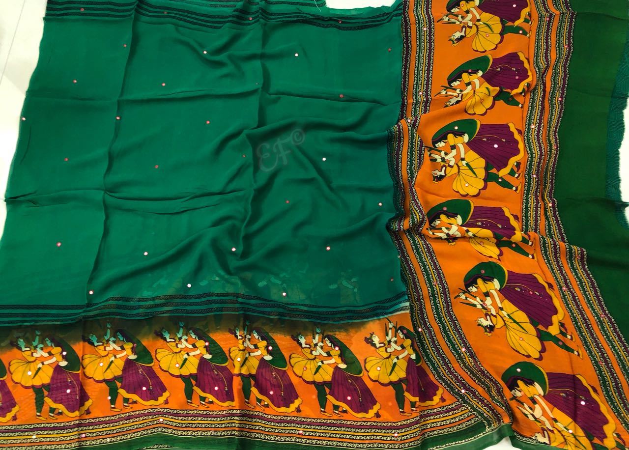 Pure Georgette Traditional Jaipuri printed saaree