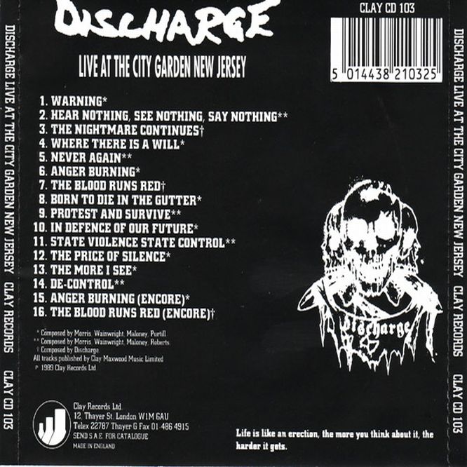 hardcore punk: DISCHARGE - Live at the City Garden New Jersey 1983