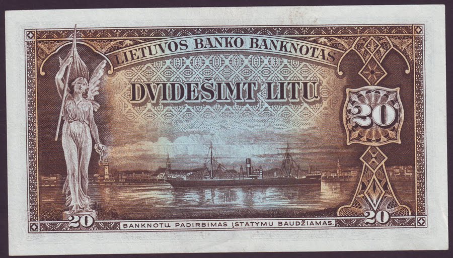 Lithuania Currency Litas 20 Litu banknote 1930 Vytautas the Great ...