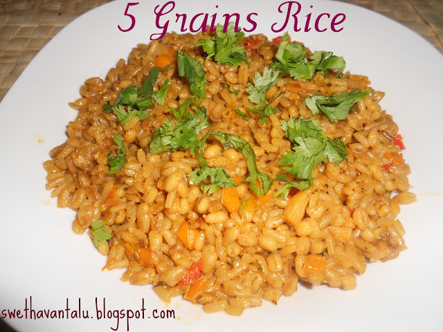 Swetha's Indian Vegetarian Cuisine: 5 GRAINS RICE WITH 5 VEGETABLES GRAVY