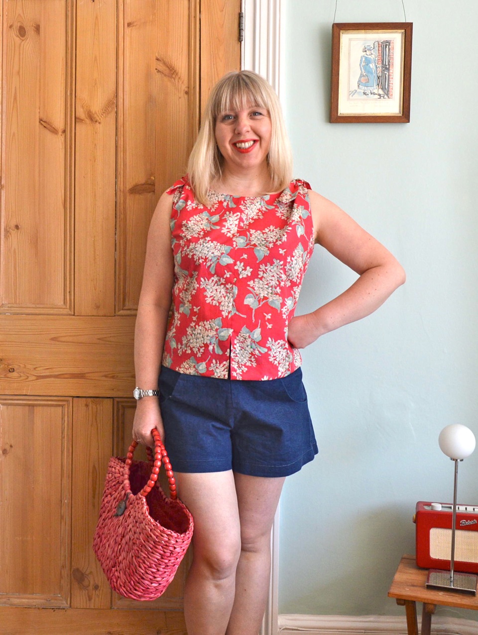 Handmade Jane: Vintage Pledge Shoulder Tie Top