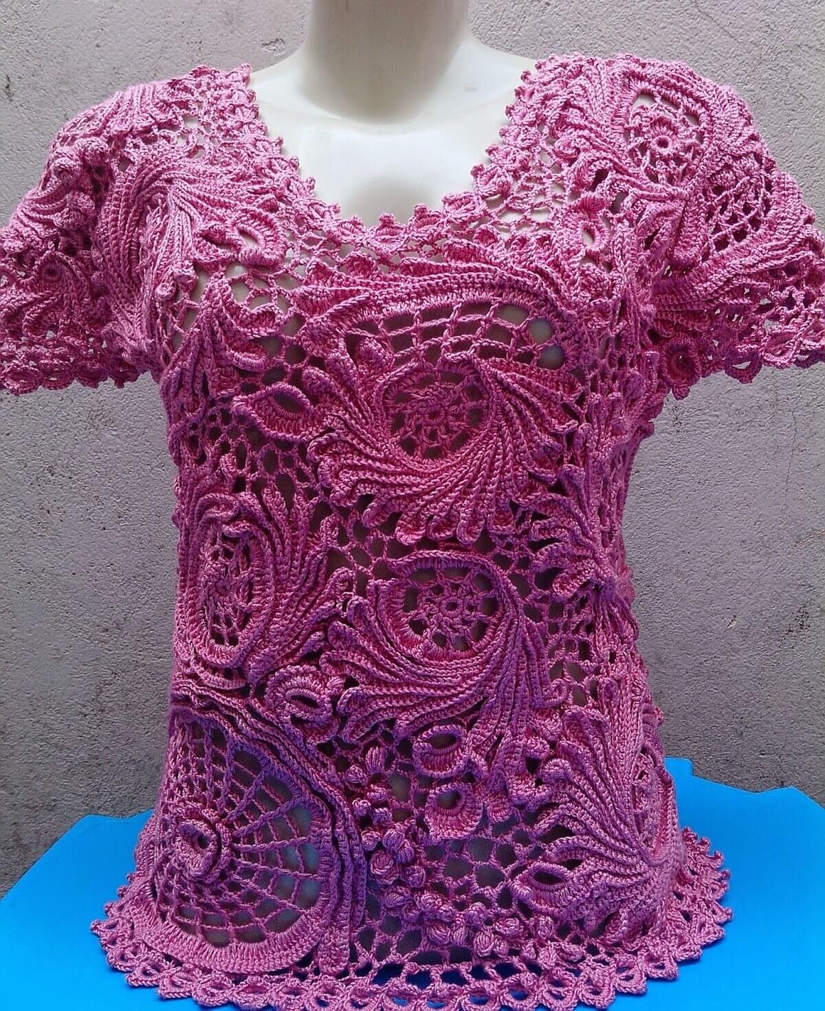 Blouse Crochet Flower | Spirals Patterns Tutorial