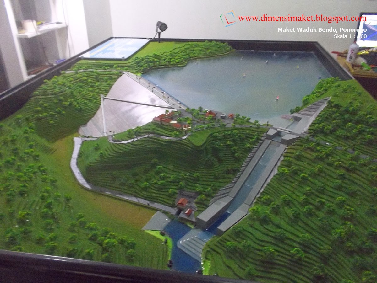 Maket bendungan/ waduk Bendo di Ponorogo Skala 1:500